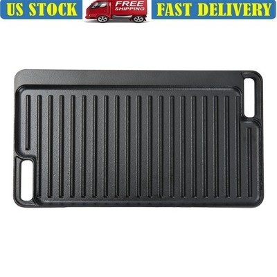 Cast Iron Reversible Griddle Pan Pre-Seasoned Nonstick Camping Cooking ...