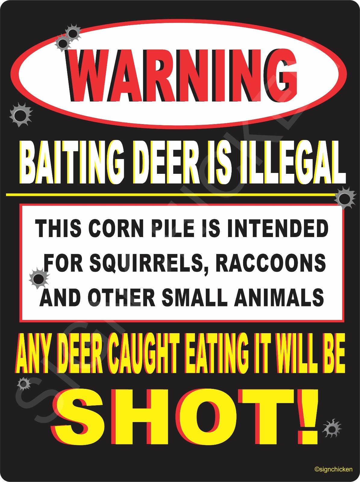 Warning Hunting Sign -Baiting Deer Funny Metal Sign hunters gift, guns ...