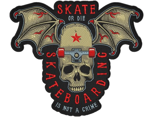 Skate Or Die 7 Large Embroidered Biker Back Patch Vest Jacket Denim ...