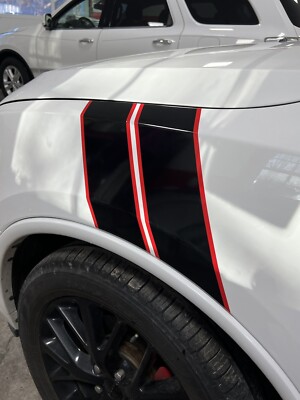 2010-2024 Dodge Durango Black with Red Pin Fender Hash Stripes Decals ...