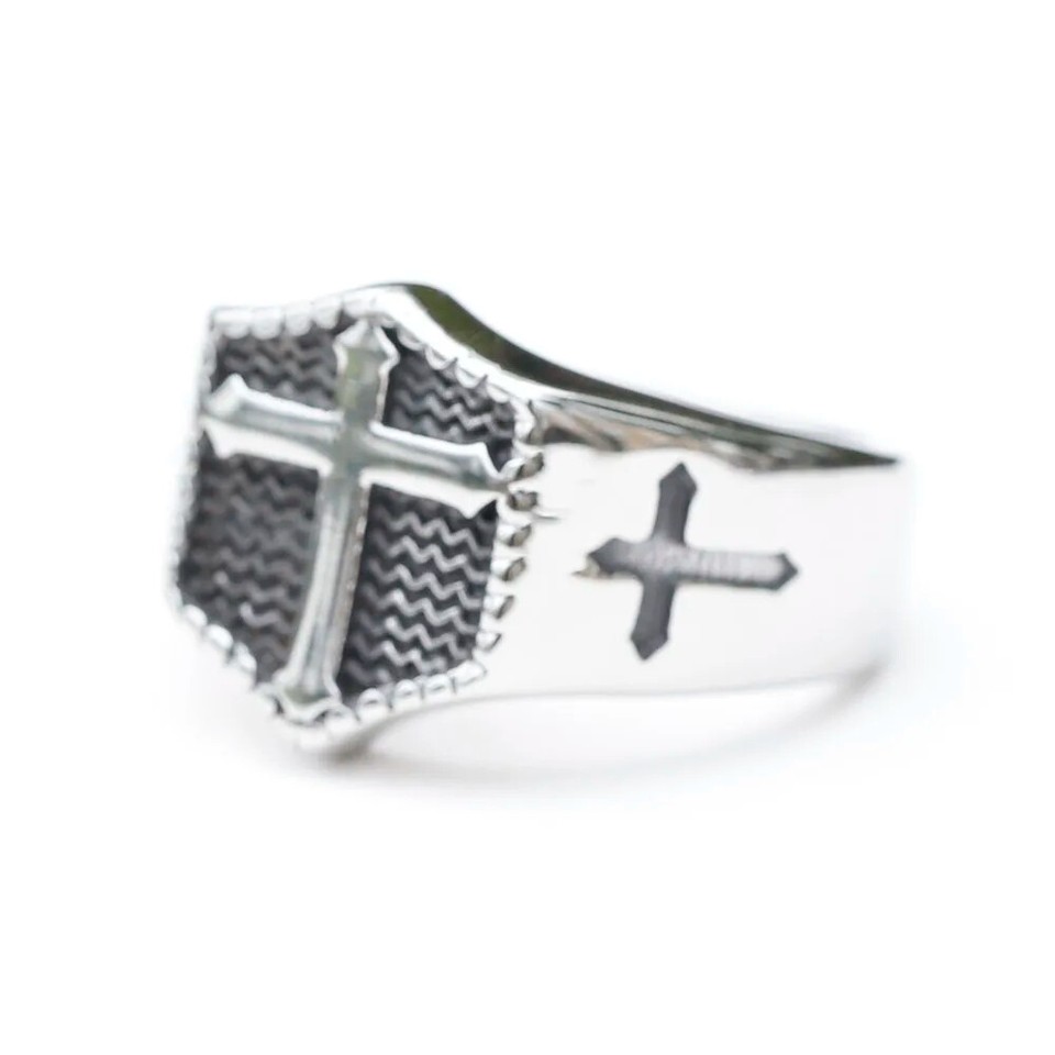 Stainless Steel Religious Cross Style Ring Men Punk Amulet Biker ...