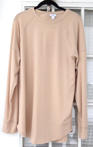 NWT LulaRoe Unisex Erin Long Sleeve Top Size M Medium Beige Solid | eBay