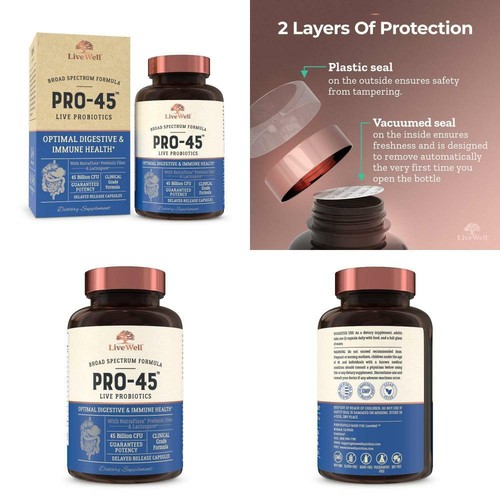 PRO45: #1 CLINICAL GRADE Probiotic Formula, 45 billion CFU, 11 patented ...