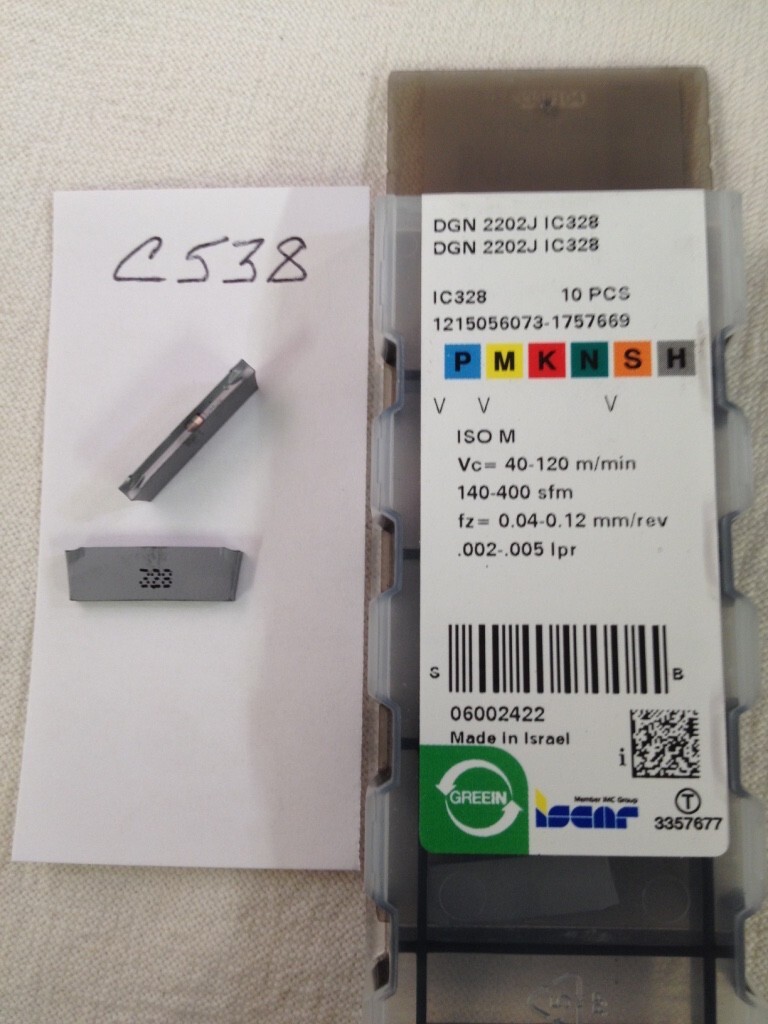 10 NEW ISCAR DGN 2202J CARBIDE INSERTS GRADE IC328 FACTORY PACKED (C538 ...