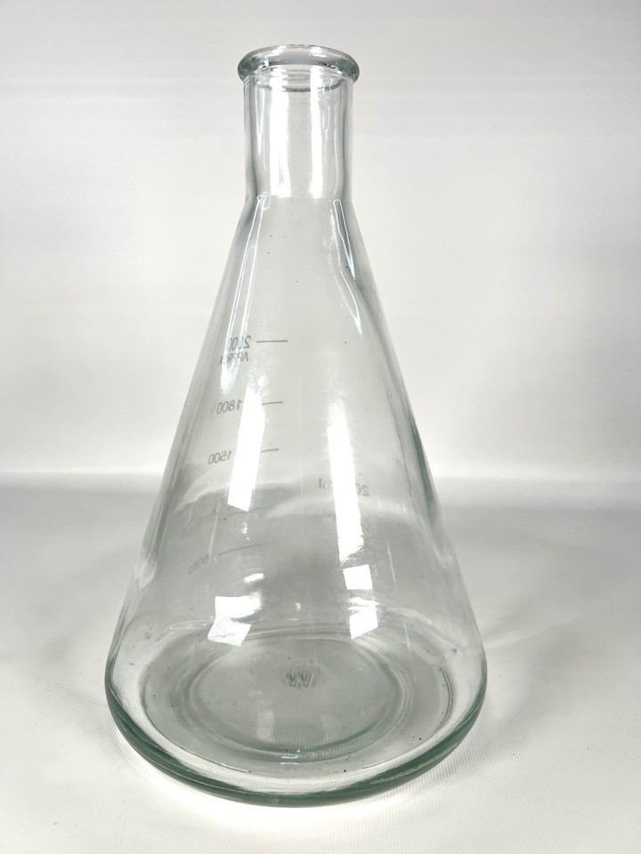 Erlenmeyer Conical Glass Flask - Laboratory 2000mm ‘W’ Mark To Base ...