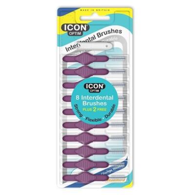 Icon Optim Purple Standard Interdental Brush - 8 Bush + 2 Free Brush ...