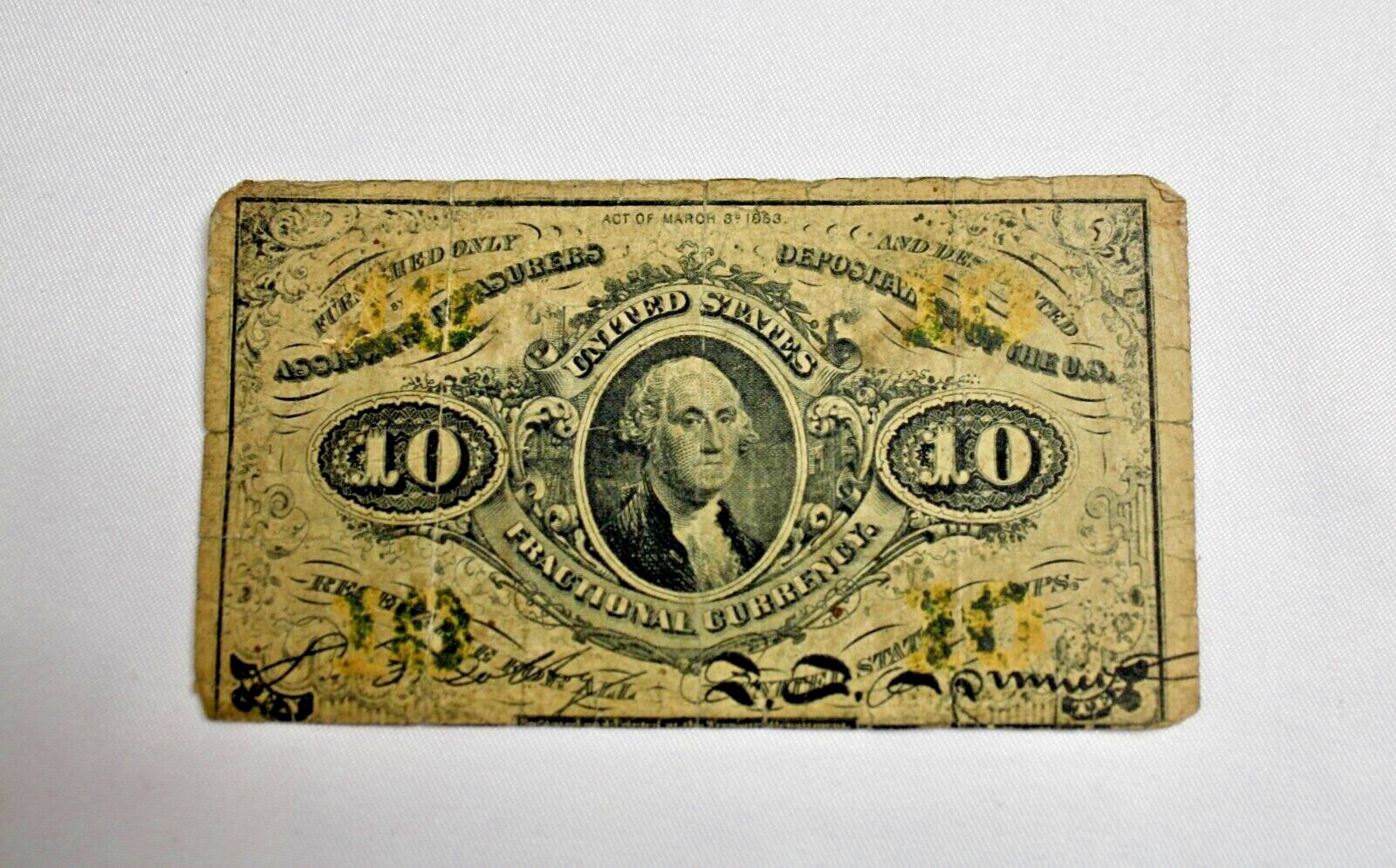 1863 10 Cents 2nd Issue Fractional Currency WASHINGTON. Colby/Spinner F ...