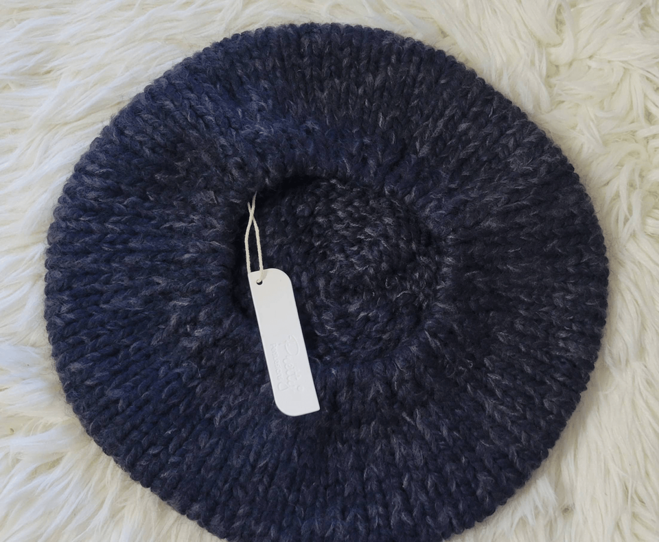 Pretty Persuasions Crochet Knit Snowflake Beret Hat Gray/Blue New | eBay