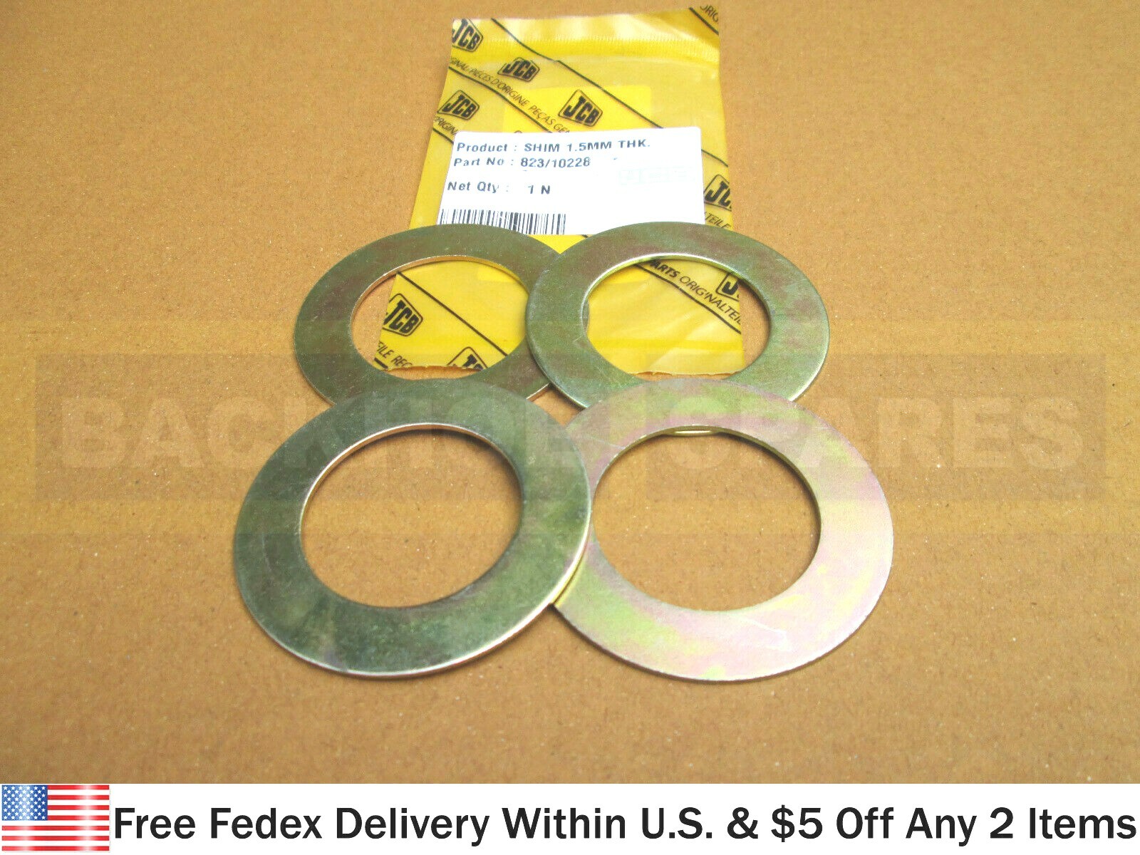 JCB PARTS - GENUINE JCB SHIM 1.5MM, SET OF 4 PCS. (PART NO. 823/10228 ...