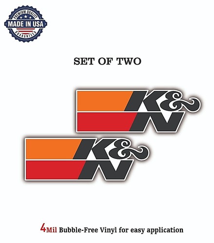 TWO K&N AIR FILTERS AUTO VINYL DECAL STICKER CAR BUMPER 4MIL BUBBLE ...