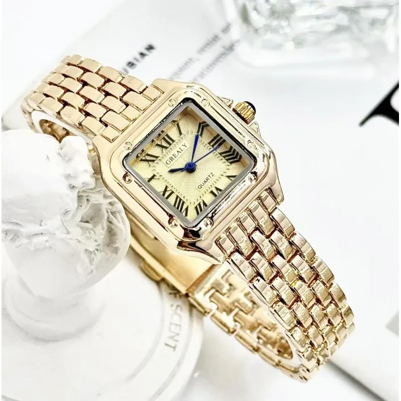GREALY Women's Watch Luxury Classic Retro Square Waterproof Diamond ...