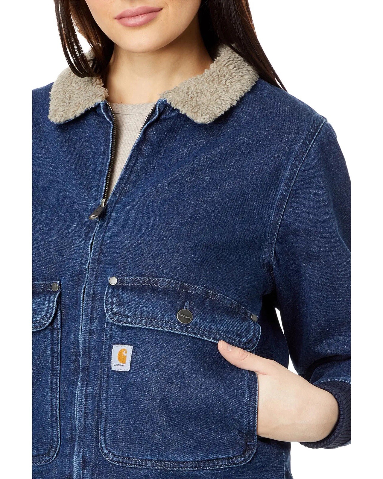 Carhartt Women's Rugged Flex Relaxed Fit Denim Sherpa-Lined Jacket Size XL Reg | eBay