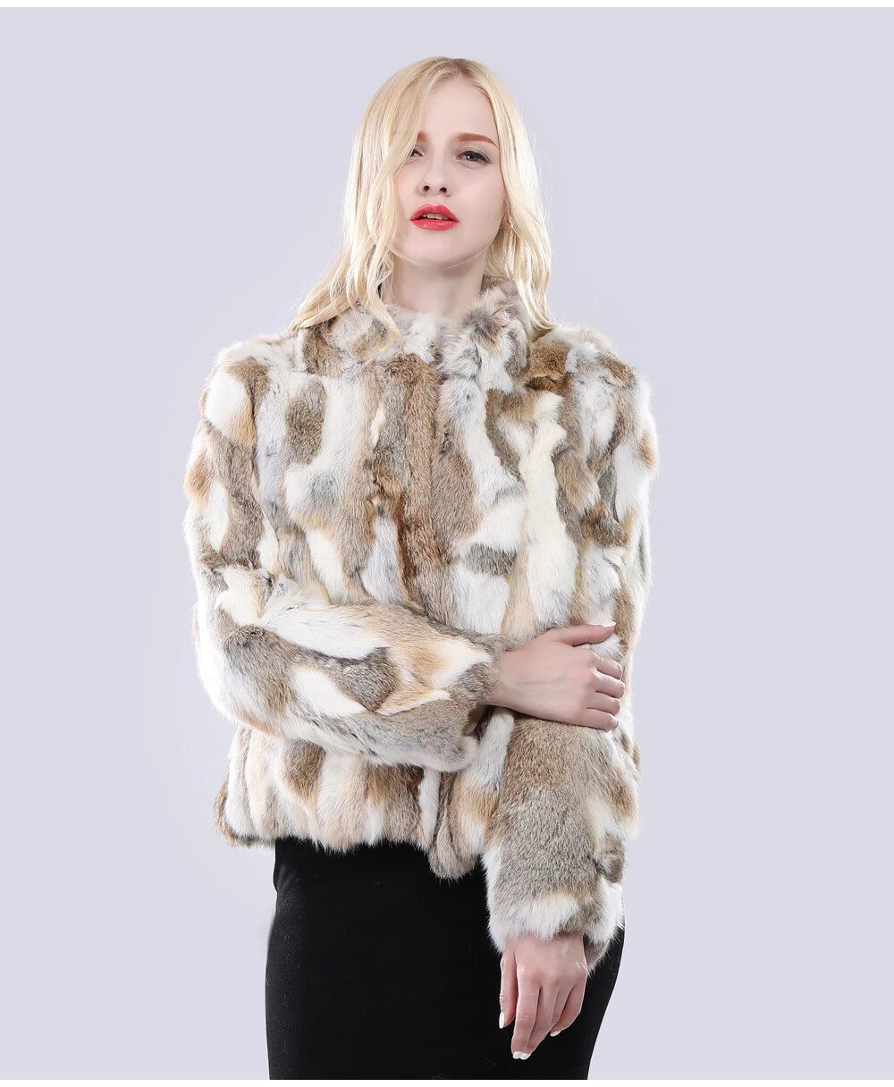 genuine natural real rabbit fur coat women fashion jacket | eBay