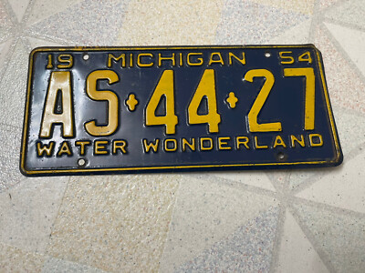 1954 Michigan license plate AS-44-27 | eBay