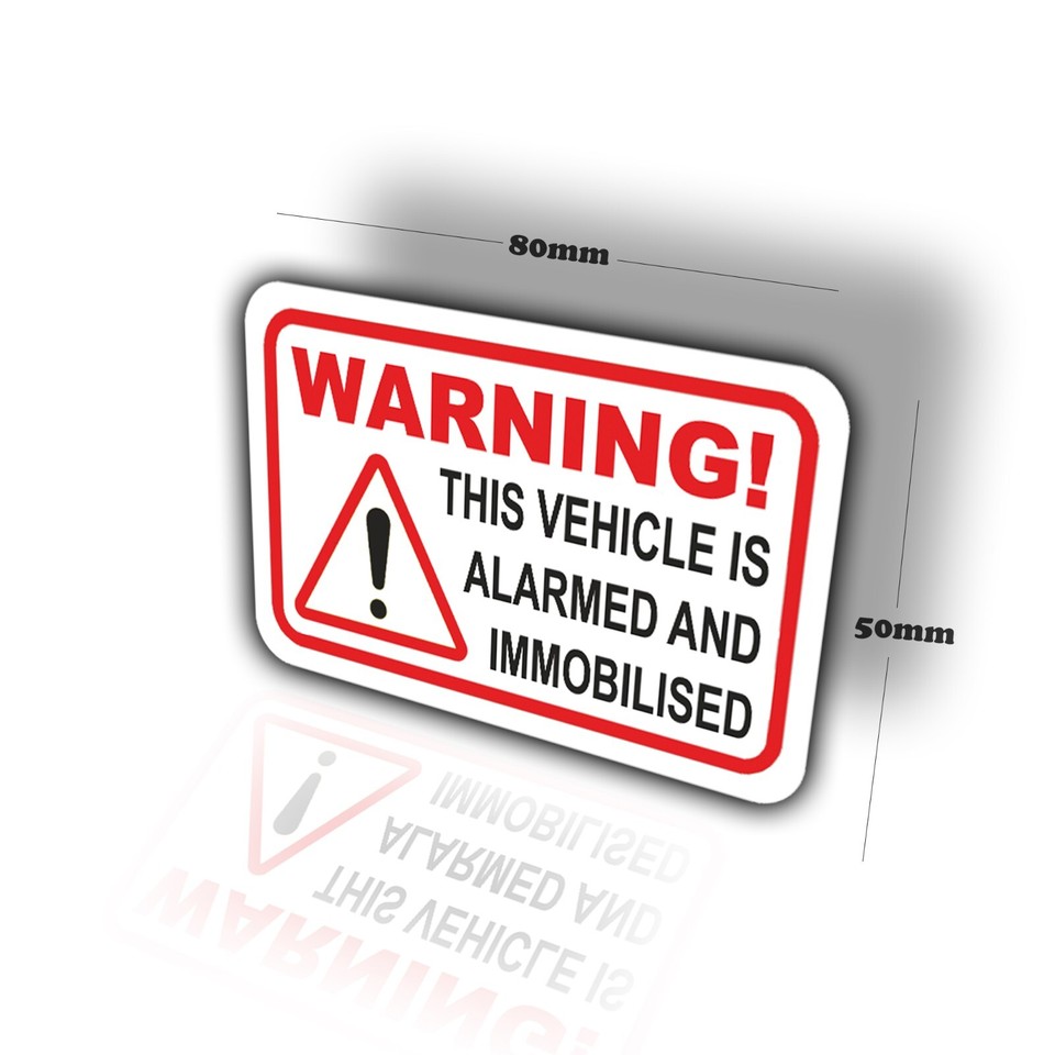 4-Pack 'This Vehicle is Alarmed & Immobilised' Vinyl Stickers ...