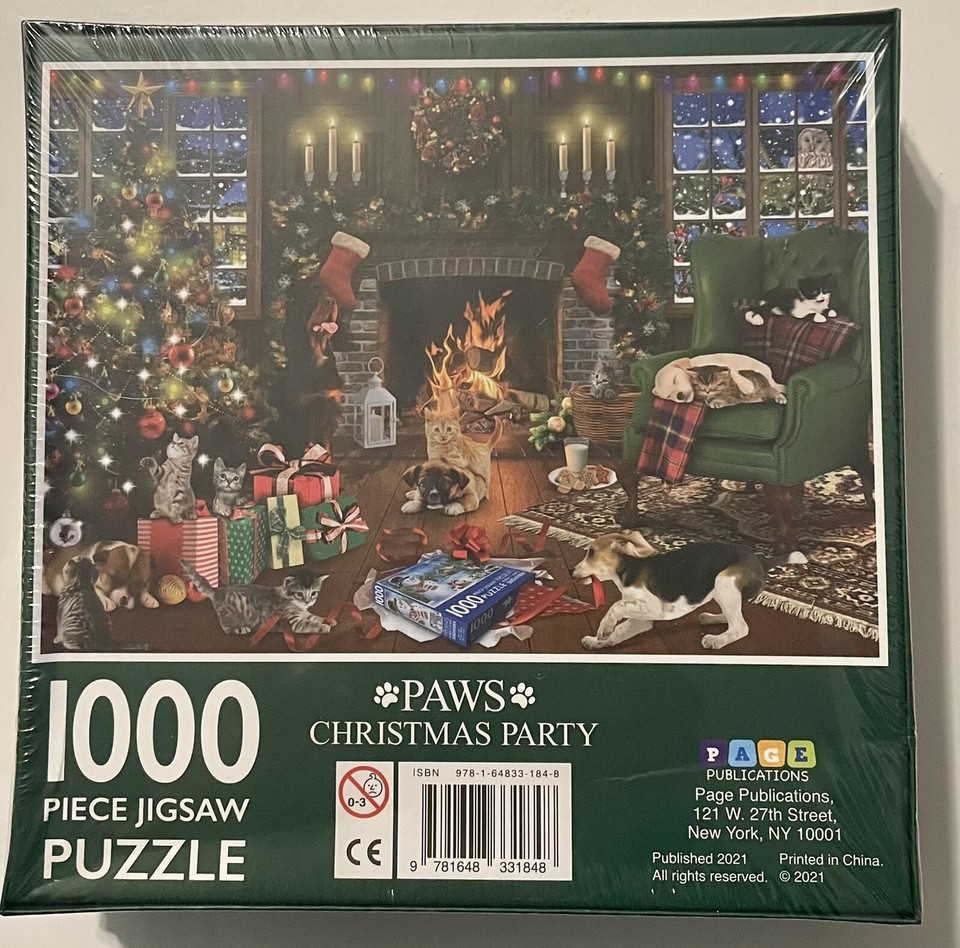 Paws Christmas Party 1000 Piece Jigsaw Puzzle SEALED NIP Dogs Cats ...