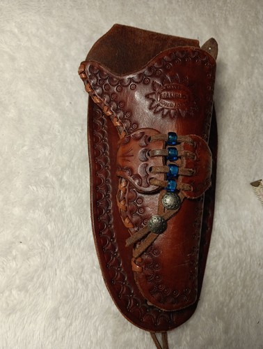 Western Gun Holster Leather Hand Tooled Revolver Cowboy Old West Cross ...