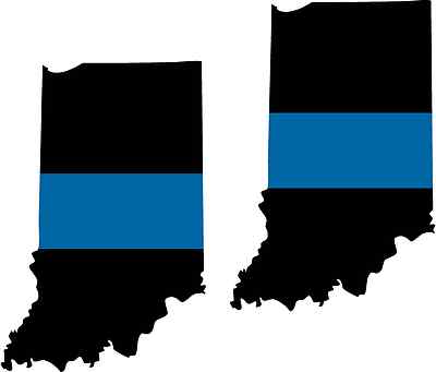 2 - 3" Indiana IN State Thin Blue Line Decal SET Police Sheriff SWAT ...