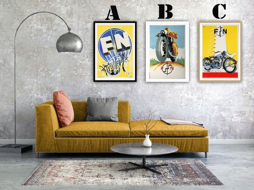 FN Motorcycles Vintage Advertising Art Print Poster Set. Choice of 3 ...