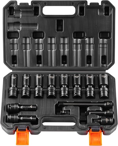 14PCS Universal Impact Socket Set - 3/8" Drive Deep Metric 10-19mm 6 ...