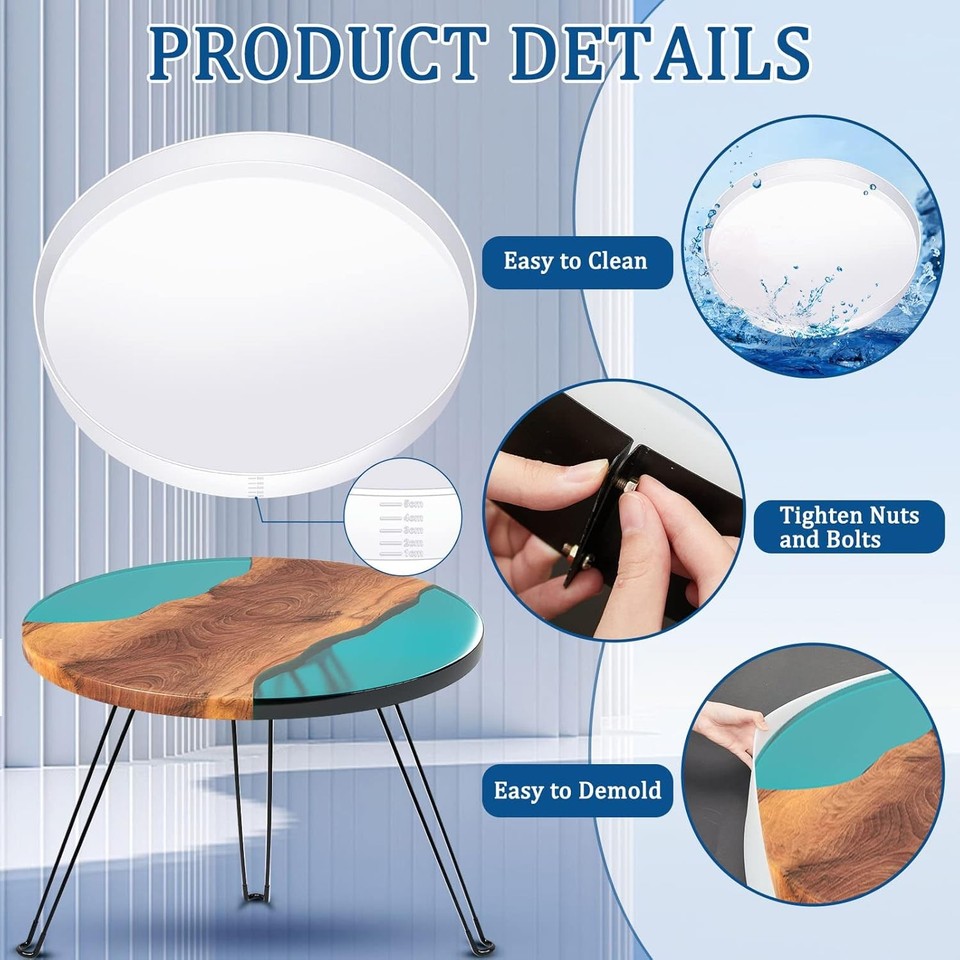 24 Inch Extra Large Resin Table Molds Round Epoxy Resin Molds Set with ...