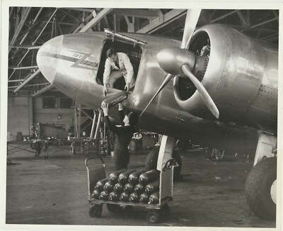 1939 Loading Oxygen Tanks onto Northwest Airlines Plane Large Vintage ...