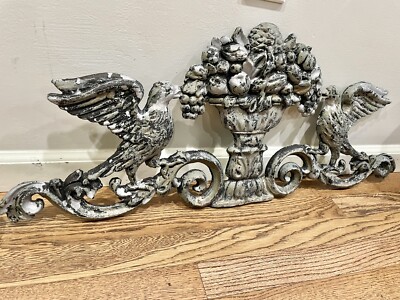 Vintage Cast Metal Doves Plaque Sign Birds Flower Ornate Decor Porch HL ...