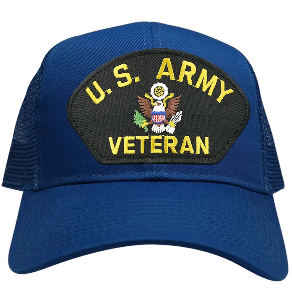 US ARMY Veteran Large Embroidered Iron on Patch Adjustable Mesh Trucker ...