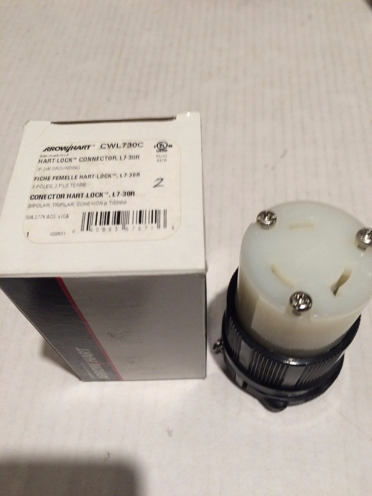 Cooper HART-LOCK Turn Locking Connector Twist Lock L7-30R 30A 277V ...