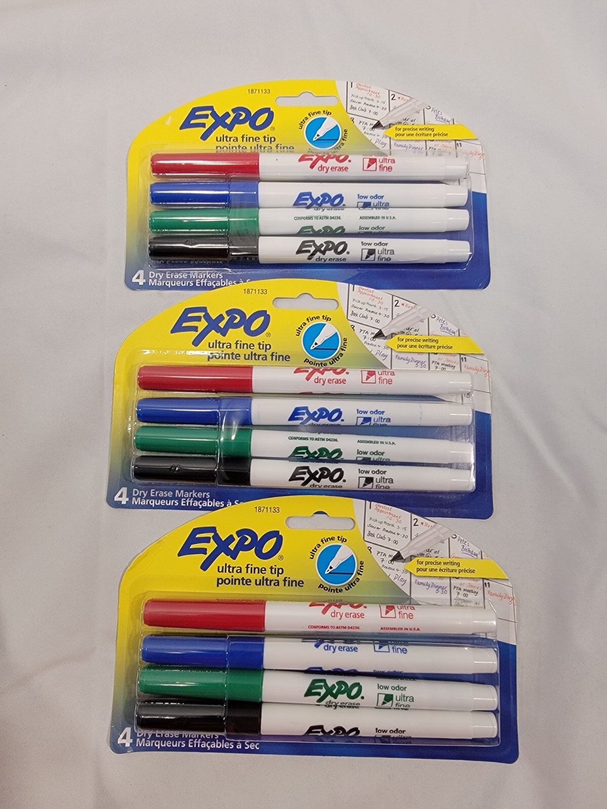 Dry Erase markers Expo Ultra Fine Tip Assorted Colors lot of 3- 4 packs ...