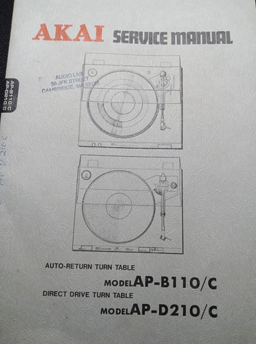 AKAI AP-B110 AP-B110C AP-D210 AP-D210C SERVICE MANUAL TURNTABLE ...
