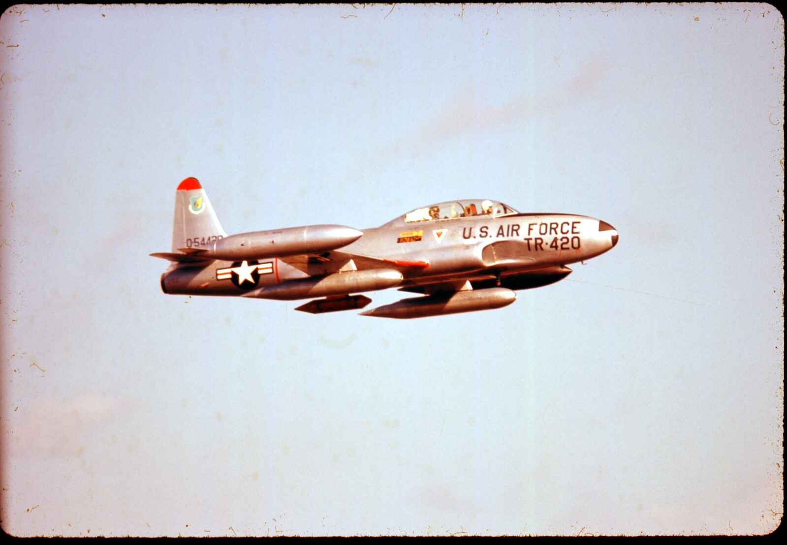 Vintage 35mm Ektachrome slide of a Pacific Air Forces T-33A w/chaff ...