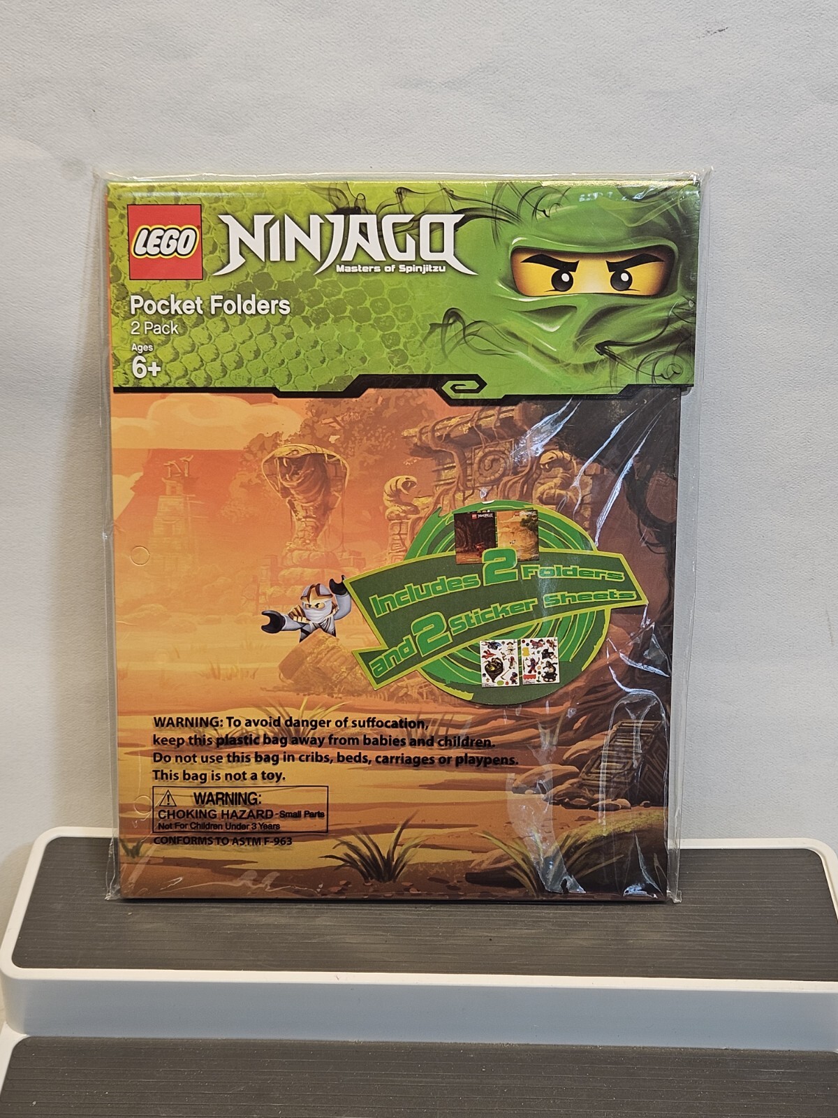 2 LEGO Ninjago Red Kai Ninja School Folders Pocket Portfolios Stickers ...