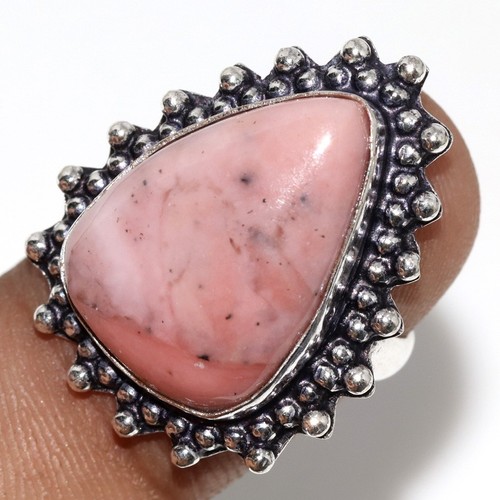 925 Silver Plated Peruvian Pink Opal Jewellery Ring Handmade Size US 5. ...