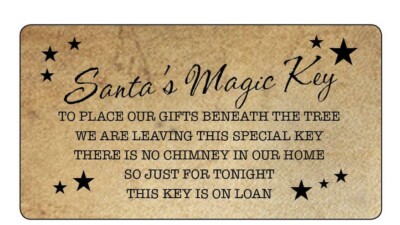 SANTA'S MAGIC KEY Poem Labels Stickers VINTAGE STYLE CHRISTMAS EVE ...
