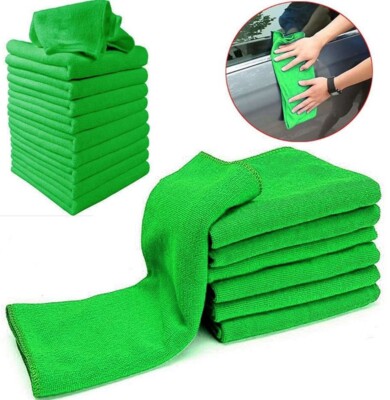 10 PCS Green Microfiber Clean Auto Car Detail Soft Microfiber Cloths ...