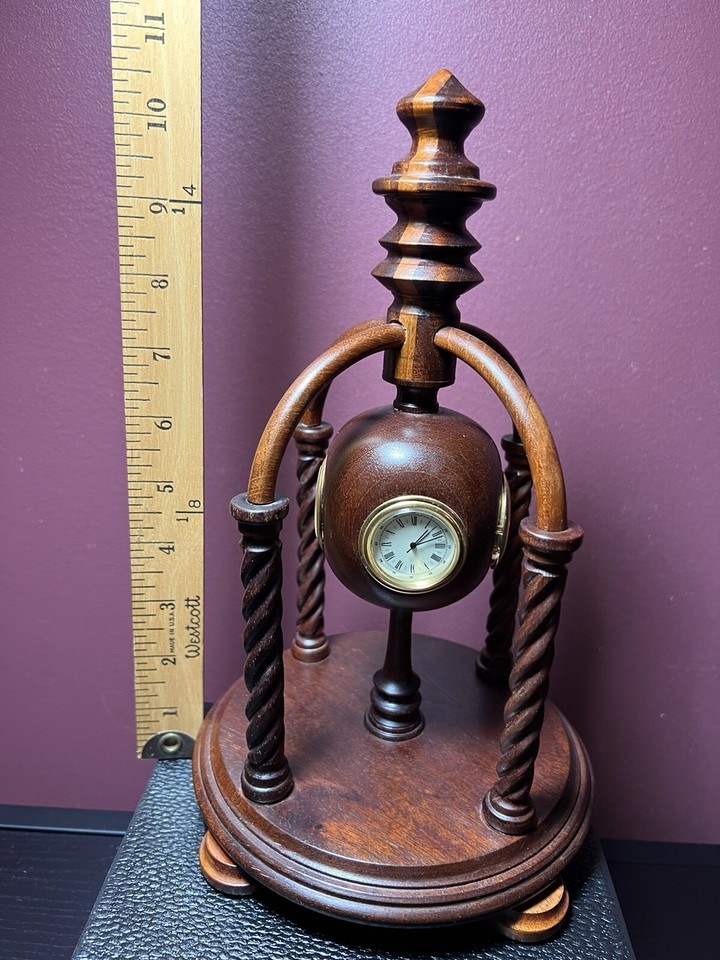 VTG Wooden Collectible 4 Sided Post Clock Handcrafted No Makers Mark | eBay