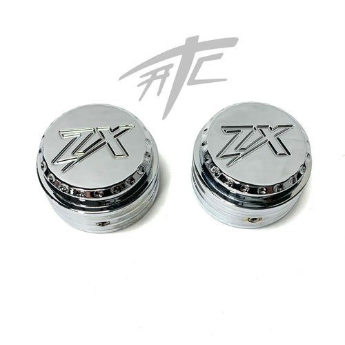 ZX-14R CHROME DIAMOND CUT “ZX” ENGRAVED FORK CAPS 2012-2024 KAWASAKI ...