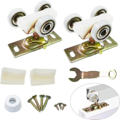 2 Pack Sliding Pocket Door Hardware Top Hanger Rollers Wheels Assembly ...
