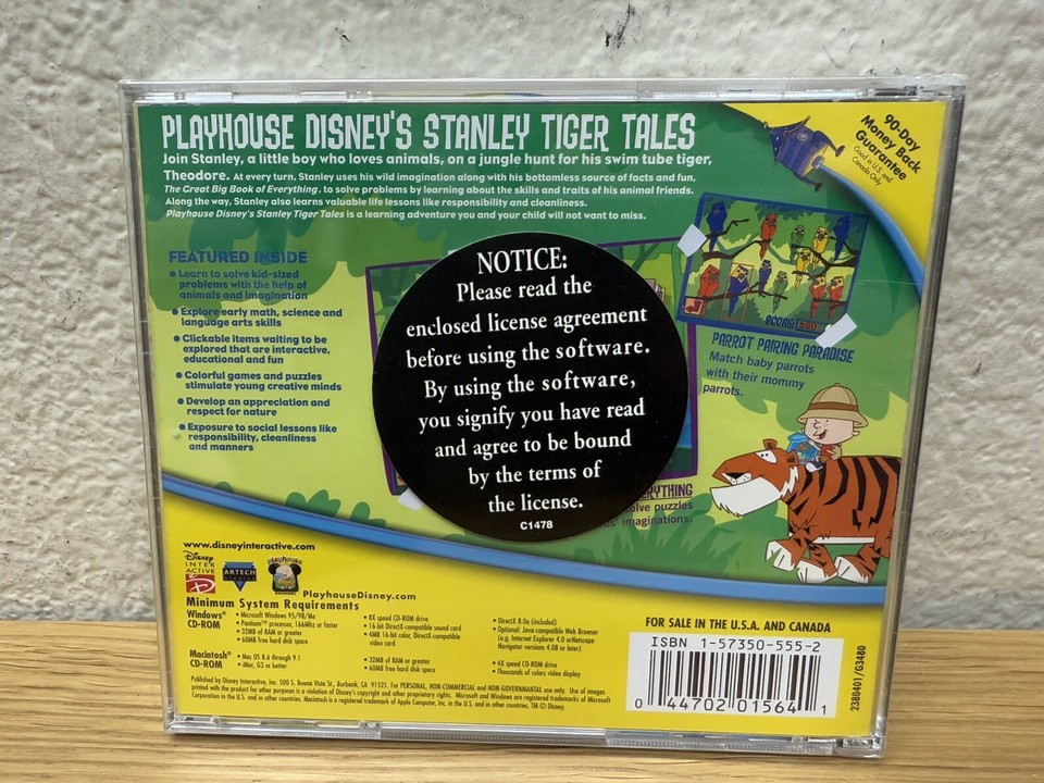 Playhouse Disney STANLEY Tiger Tales (PC CD ROM) Learning Ages 3-6 ...