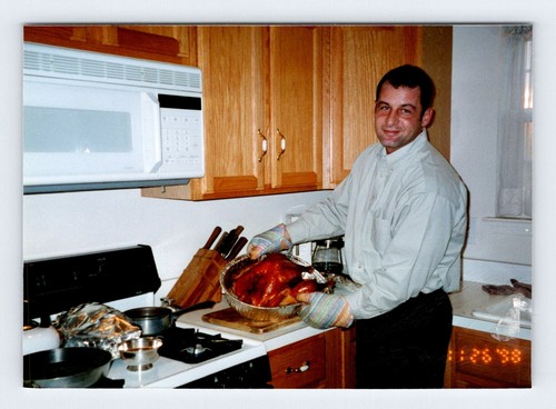 Vintage 1998 Photo Man Dad Cooking The Thanksgiving Turkey 1990's Found ...
