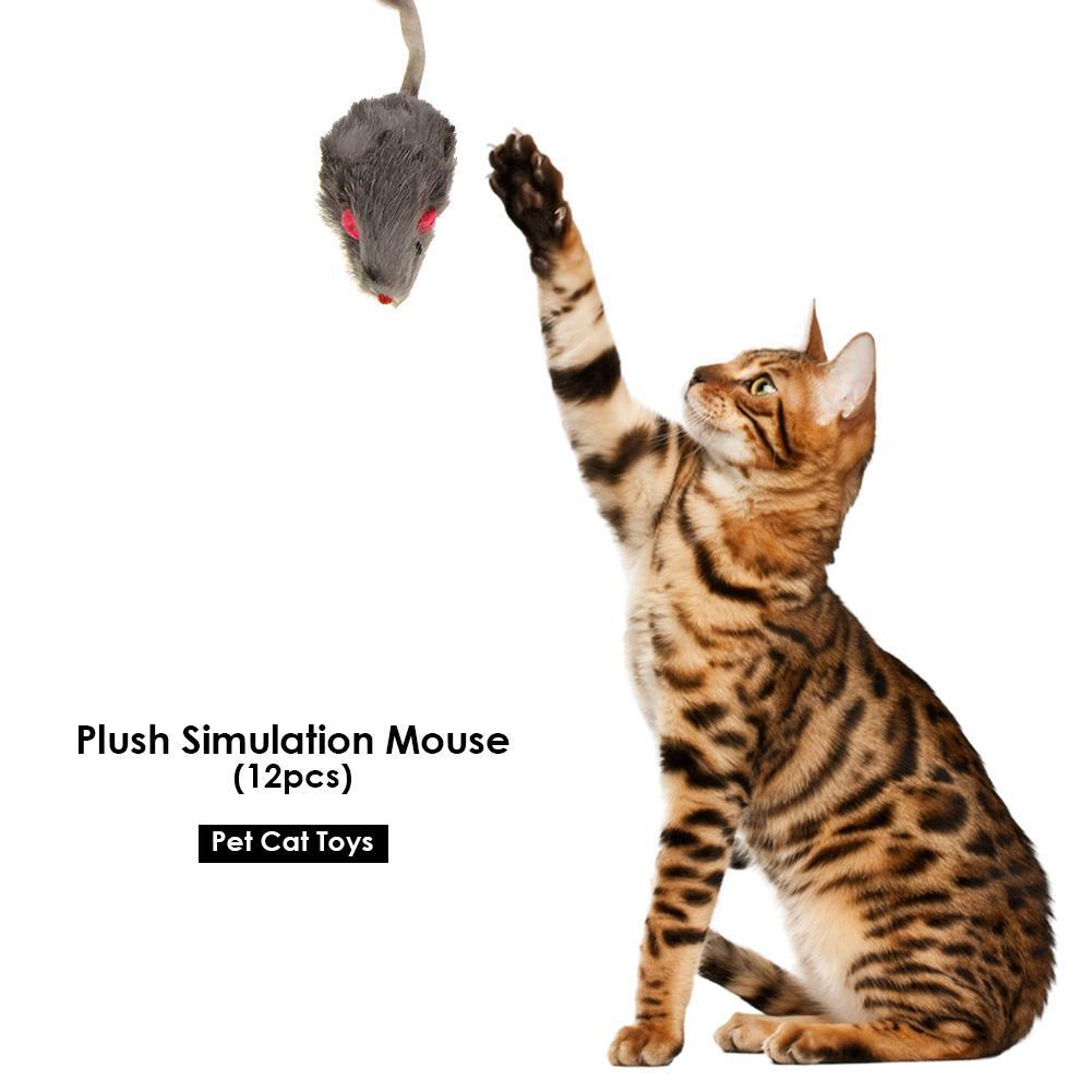 12pcs Furry Plush Mouse Catmint Mouse Toy Lightweight Training Game Cat ...