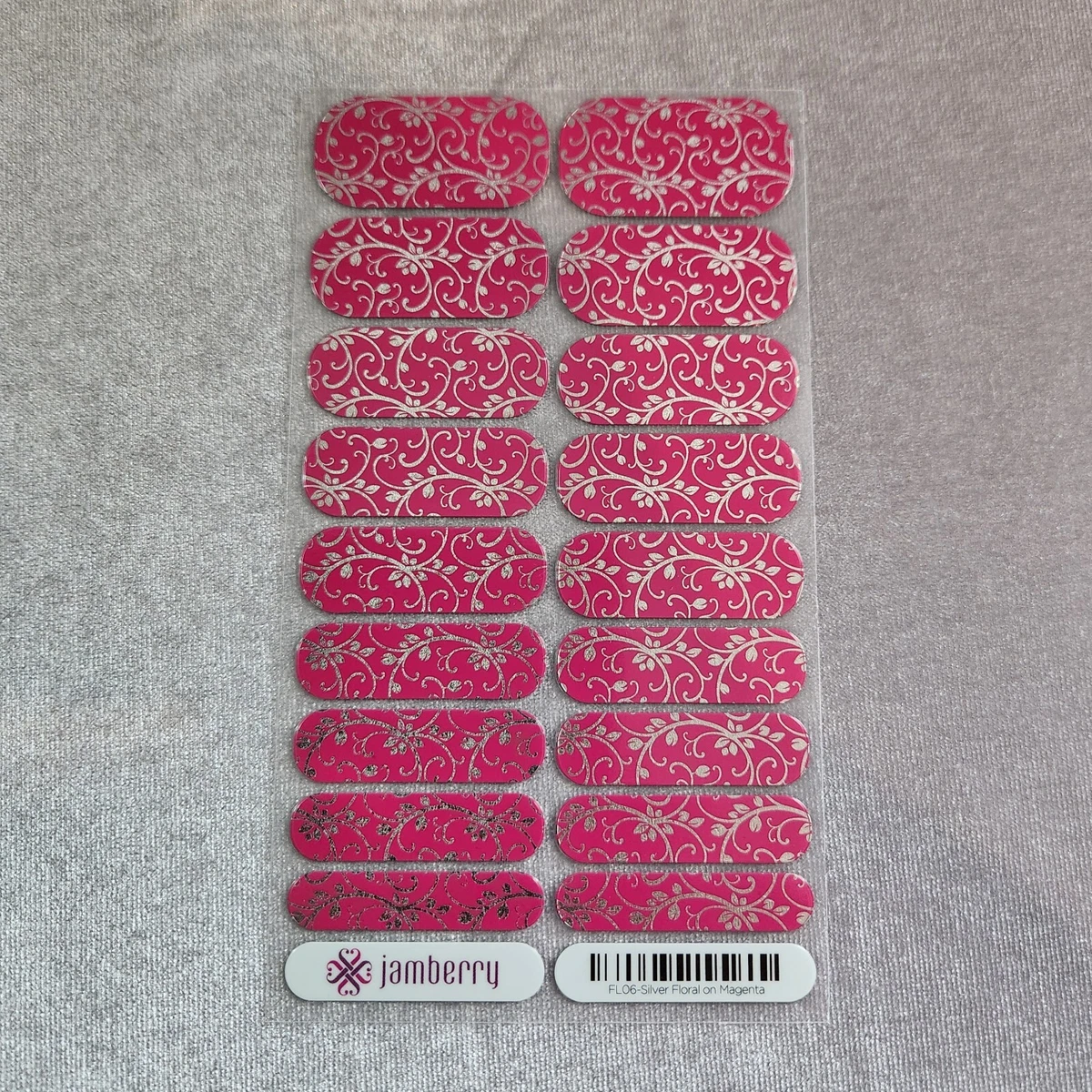 Silver Floral On Magenta Jamberry