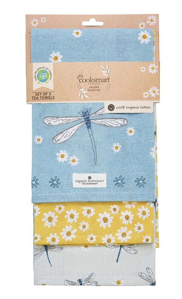 Cooksmart 100% Cotton Tea Towels Set of 3 Decorative Kitchen | eBay UK