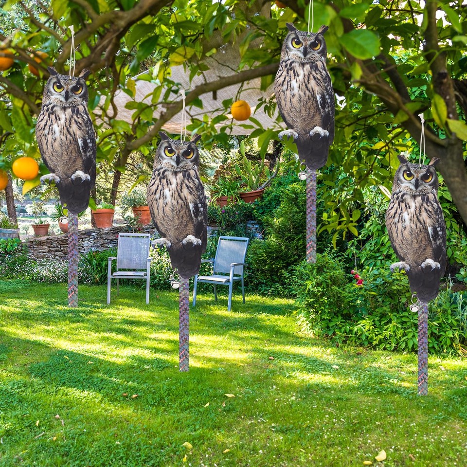Fake Owl Decoy to Scare Birds, 4Pack Pigeon Deterrent Bird Scarer ...