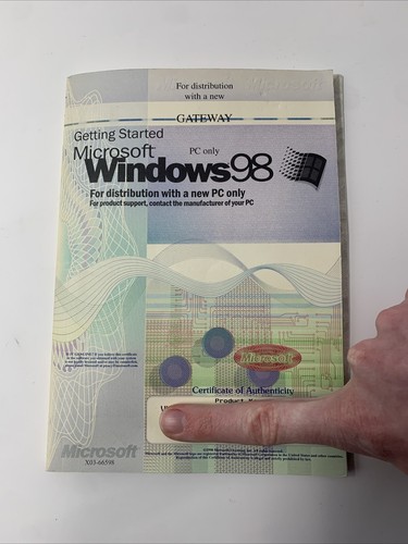 Microsoft Windows 98 W/ Product Key + Getting Started Book NO CD MAYBE ...
