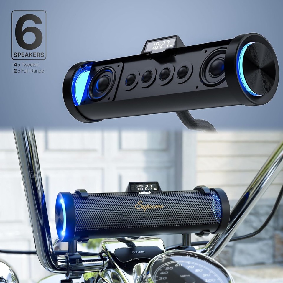Waterproof Motorcycle Stereo 6 Speakers Audio System Bluetooth 300W Amp ...