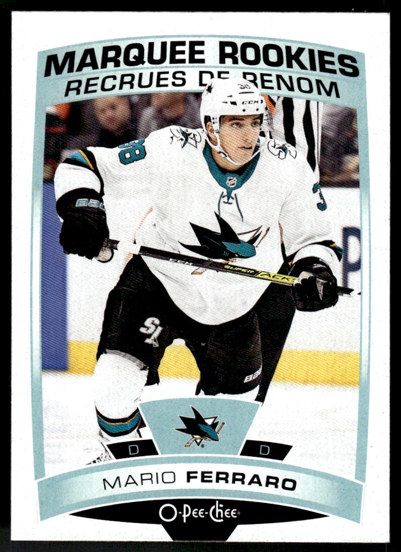 2019-20 OPC Marquee Rookies Mario Ferraro Rookie San Jose Sharks #638 ...
