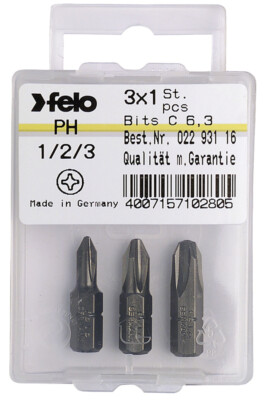 Phillips Set #1,#2,#3 Bits 1"LNG 1/4"Diameter Set Of 3 Bits Germany ...