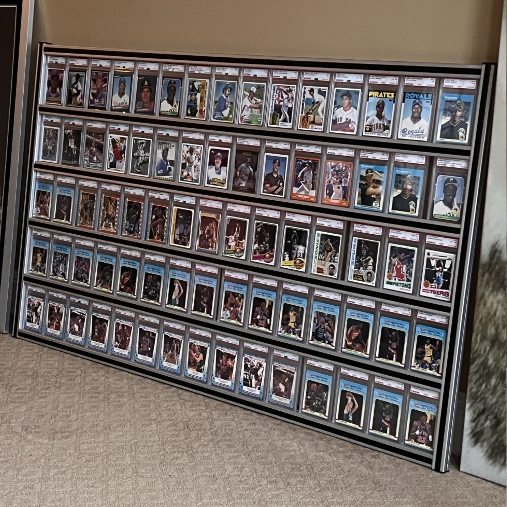 5 Shelf Wall Mount Display Frame - Fits 75 PSA Graded Cards | eBay